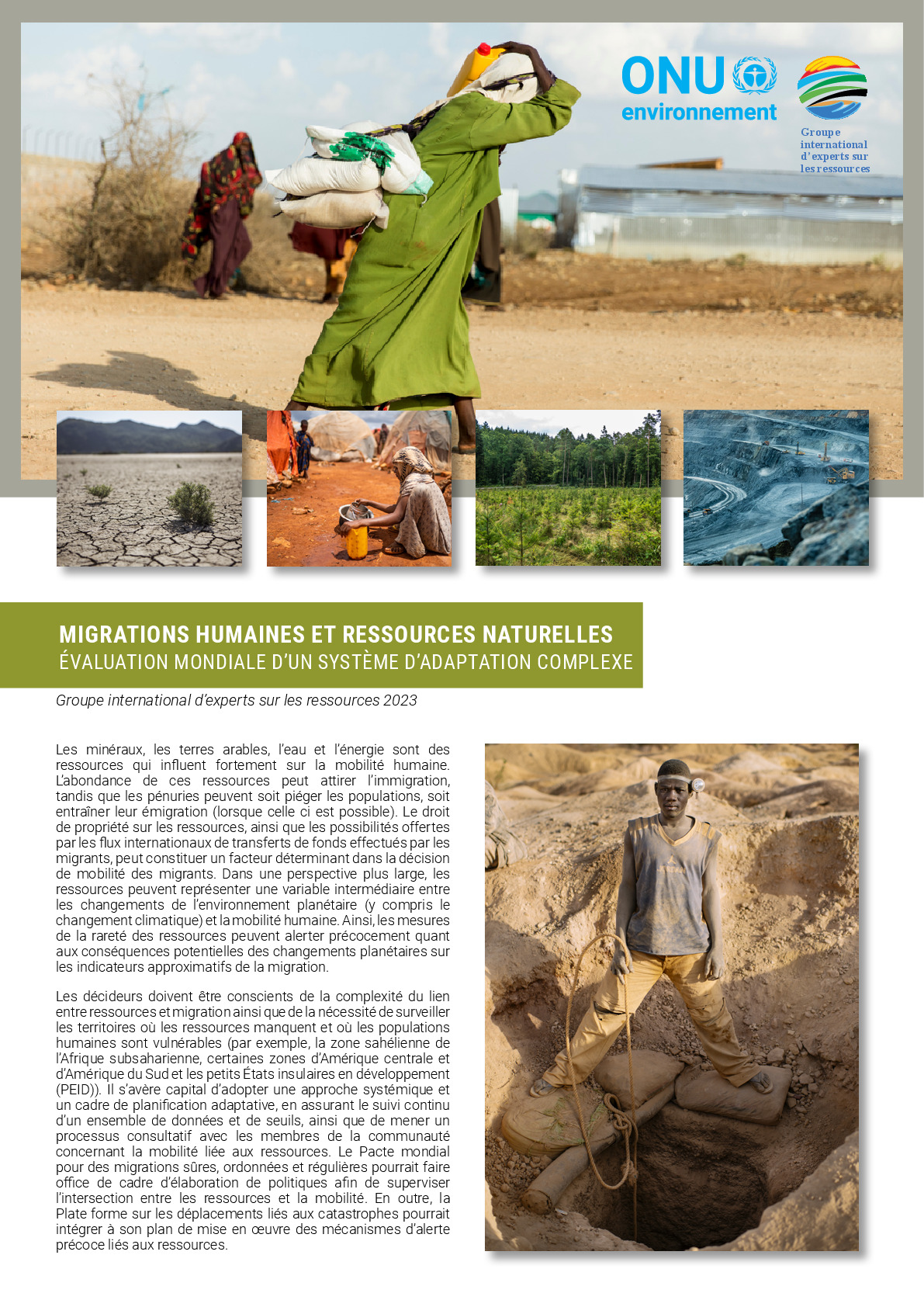 Human Migration and Natural Resources Factsheet FR | Resource Panel