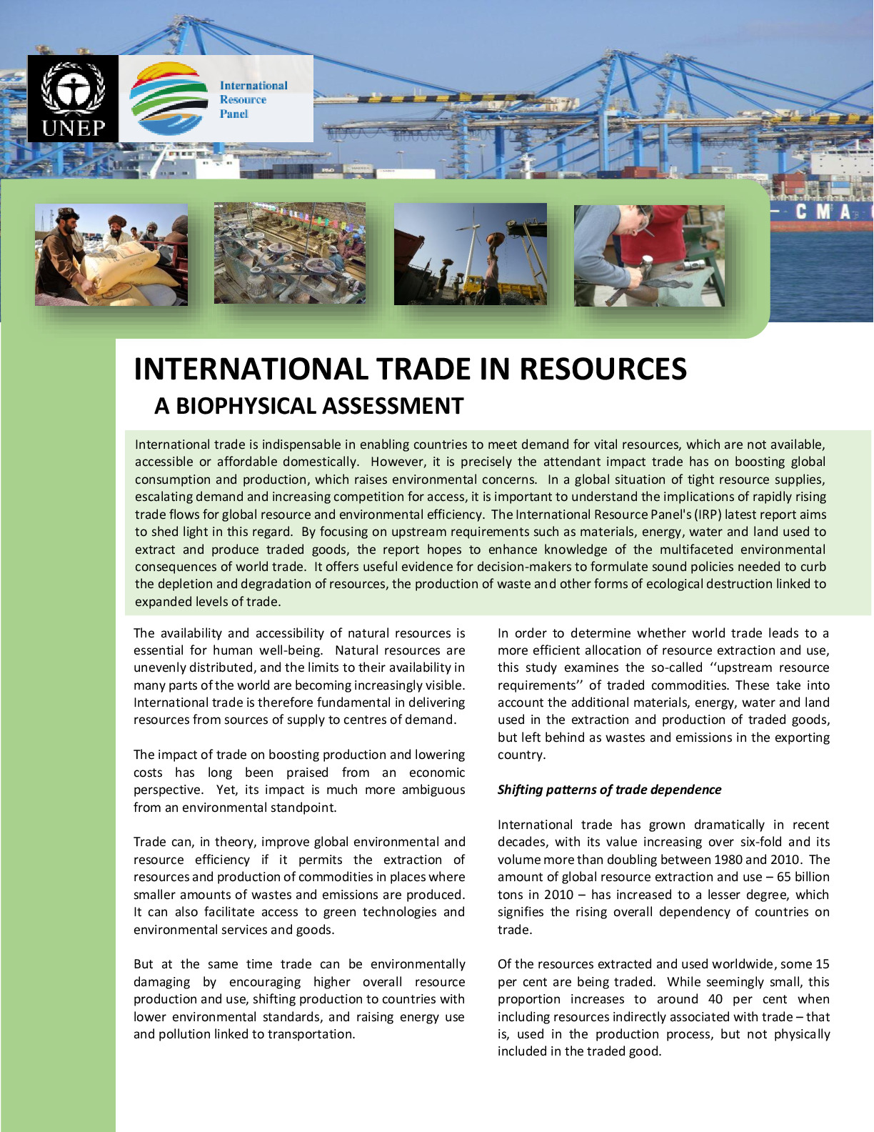 International Trade in Resources: A biophysical assessment (factsheet ...